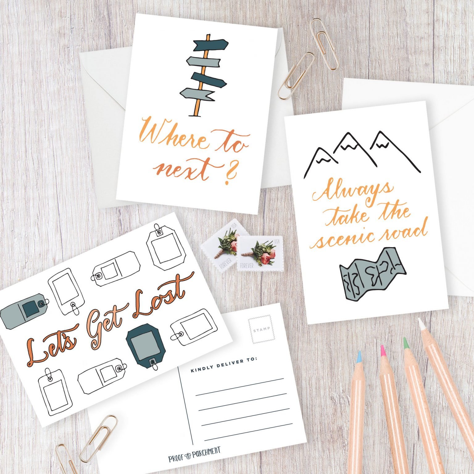 Travel Themed Calligraphy Worksheets - Proof & Parchment